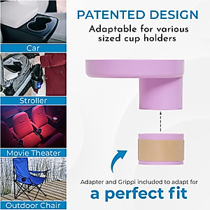 Travel Tray Round, USA Made Easily Convert Your existing Cup Holder to a Tray and Cup Holder for use in a Car Seat, Booster, Stroller, Golf Cart and Anywhere You Have a Cup Holder! - Lavender