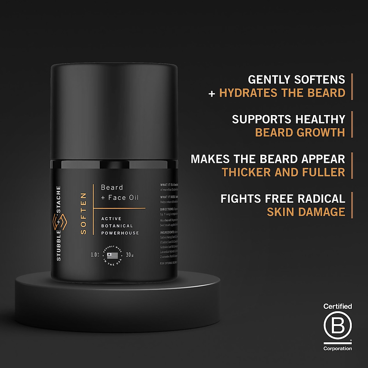 stubble & stache Hydrating Beard & Face Oil for Men – Unique Blend of Cold-Pressed Oils to Soften, Hydrate, and Refresh Skin & Beard – Naturally Scented, Perfect for Daily Grooming – 1 fl oz