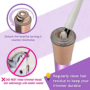 Mini Portable Facial Hair, Lips and Chin Removal Trimmer for Women, Facial Painles Epilator Pen, 18K gold-plated 13mm hypoallergenic rotary head. 360° LED light for Instant and Painless Hair Removal