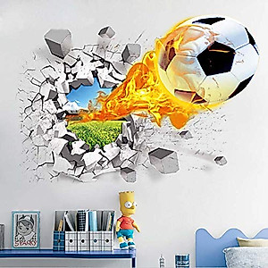 Test-Rite Soccer Wall Decals for Boys Rooms - Multicolor Vinyl Stickers - Modern Sports Wall Decor - Reusable Wall Stickers