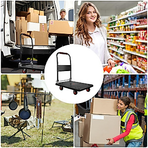 FRYPLS Folding Platform Truck Cart,36''×24'' 1420LBS Foldable Hand Push Flated Dolly Moving Cart with 360° 5'' TPR Rotatable Silent Strong Wheels for Warehouse, Supermarket, Agricultural Transportatio