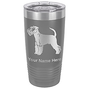LaserGram 20oz Vacuum Insulated Tumbler Mug, Schnauzer Dog, Personalized Engraving Included (Gray)