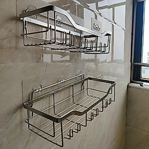 SPELSHINE Bathroom Shelves 3 Pack,Shower Caddy and toothbrush holder for Bathroom Storage & Kitchen,No Drilling,100% Waterproof,Anti-corrosion,Rustproof - Silver 304 Stainless Steel Shower Rack