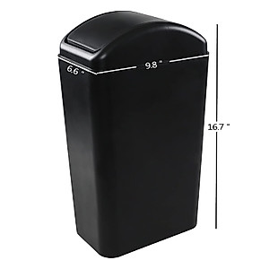 Leendines 14 Liter Plastic Trash Can, Garbage Bin with Swing Lid (Black)