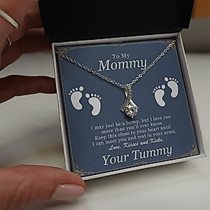 To My Mommy From Your Tummy Necklace, Mommy Gift From Unborn Baby, New Mom Gift, New Mom Gift From Husband, Baby Bump Gift, New Mom Gift Idea, Pregnant Wife Gift