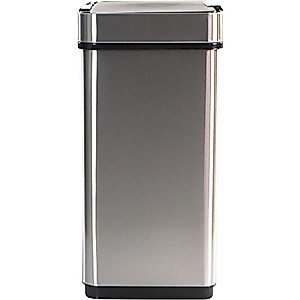 Hanover 50-Liter / 13.2-Gallon Stainless Steel 50 Liter / 13.2 Gallon Hands Free Trash Can Garbage Bin, Fingerprint Resistant, Soft Close, Sensor Lid