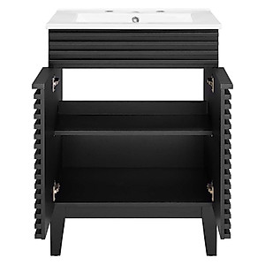 Modway Render Vanity with Sink-Floor, 24 Inch, Black White