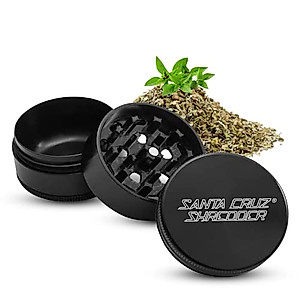Santa Cruz Shredder Metal Herb Grinder Knurled Top for Stronger Grip 3-Piece Large 2.7" (Black)