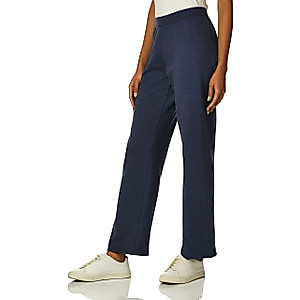 Hanes Women's EcoSmart Petite Open Bottom Leg Sweatpants, Navy Heather, Medium