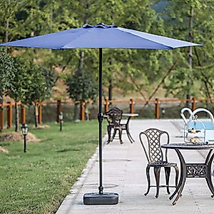 LOKATSE HOME Table Outdoor Market Patio Umbrella, 9 Feet Garden Umbrella with Crank, 6Ribs (Blue)