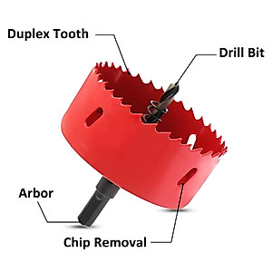 Hordion 83mm/3 1/4 inch Hole Saw Bi-Metal Saw Drilling Tool with Twist Drill Bit & L Hex Wrench for Cornhole Boards Wood Plasterboard Plywood Plastic