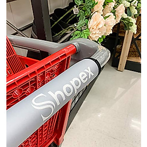 Shopping Cart Handle Cover by Shopex, Cover for Grocery Cart, Buggy and Trolley Handles | Safe for Adults, Babies and The Environment | Eco-Friendly and Reusable | 16 Inches Long | Grey