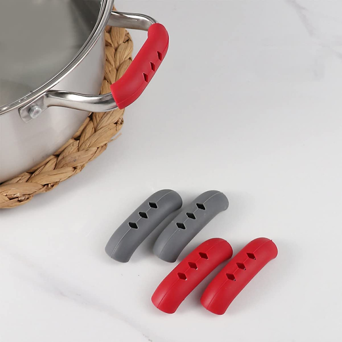 BESTonZON 8Pcs Silicone Pot Silicone pan Ear Pot Handle Grips Pot Handle Sleeve Ear Cover Rubber