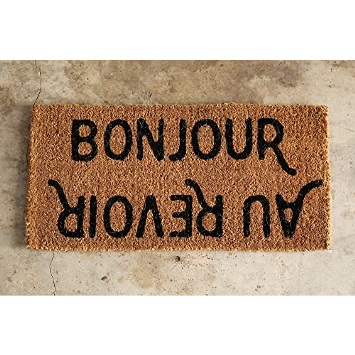 Creative Co-Op Bonjour/Au Revoir Natural Coir Doormat, 32" x 16"