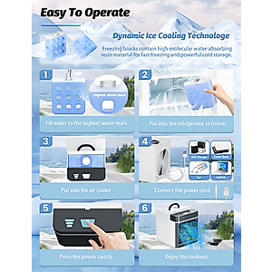 Portable Air Conditioner, Mini Personal Ice Fan with 3 Speeds, Small Anti-leakage Water Ice Cooling Air Cooler for Room Bedroom Office Home Tent (F-08)