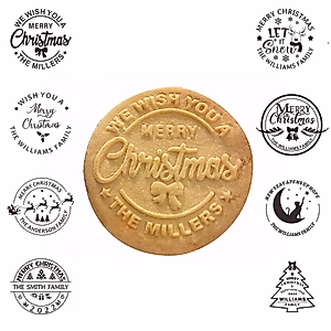 2024 Personalized Christmas Cookie Stamp Christmas Cookie Mold With Your Name 3d Raised Design Merry Christmas Personalized Cookie (Design-A)