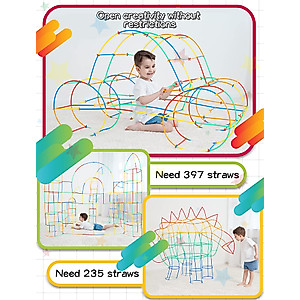 600PCS STEM Building Toys, Straw Constructor Toys Up Grade Engineering Building Sets for Kids Develops Motor Skills and Logic Thinking, Fun Educational Toy Great for Gift