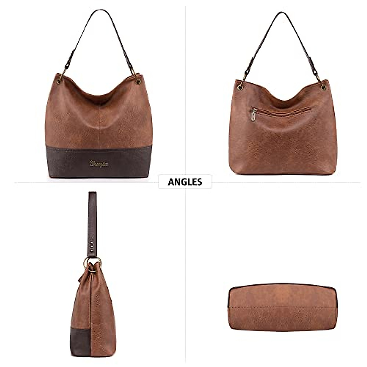 Wrangler Hobo Bags for Women Leather Tote Bag Shoulder Bag Top Handle Satchel Purses and Handbags B2B-WG20-918BR
