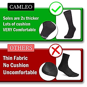 Camleo Black Diabetic Socks for Men, Crew Length Non-Binding Medical Compression Socks with Wide Calves for Diabetes Neuropathy Pain Relief (3 Pairs) (MEDIUM)