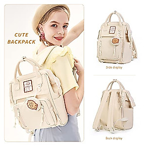 Girls Backpack for School, 15.8 Inch Laptop Backpack Cute Backpack Large Capacity Girls School Bags Multi Pockets Casual Daypack School Bag White