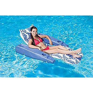 Poolmaster Swimming Pool Adjustable Floating Chaise Lounge, Royal Hawaiian, Blue