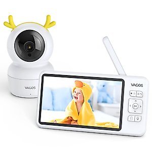 VACOS Video Baby Monitor with Camera and Audio - Baby Camera Monitor No WiFi with 720P 5" HD Display, Temperature & Motion & Sound Alert, Remote Pan Tilt and Zoom, Night Vision, 1000ft Range, VOX