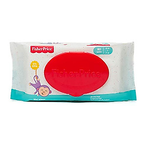 Fisher Price Baby Wipes Unscented, Hypoallergenic, Water Baby Diaper Wipes for Newborn and Sensitive Skin - Flip Top - 80 Count (Pack of 3) 240 Wipes