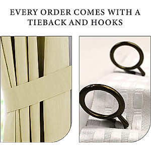 White House Linen Double Pinch Pleated Solid Blackout Curtains for Doors & Windows with Ring Added Hook 100percent Polyester Blend (Ivory, 58 Inch Wide by 96 Inch Long- 1 Panel)