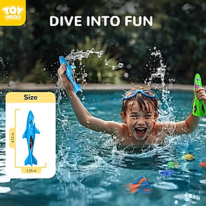 TOY Life 16Pcs Swimming Pool Dive Toys for Kids Swim Toys for Kids Practice Diving Swimming Toys with Pool Torpedo Gliding Shark Pool Mermaid Toys Underwater Diving Game Water Games for Boys and Girls