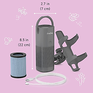 Pure Enrichment PureBaby On-the-Go Air Purifier - Portable Stroller Air Purifier & Adjustable Clamp for Car Seat, Crib, Bassinet & Playpen - True HEPA Filter Removes 99.97% of Allergens Around Baby
