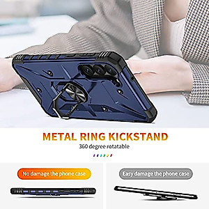 Vecomelo for Samsung Galaxy S23 Case with HD Screen Protector, [Military Grade] 16ft. Drop Tested Cover with Magnetic Kickstand Car Mount Protective Case for Samsung S23 5G, Blue