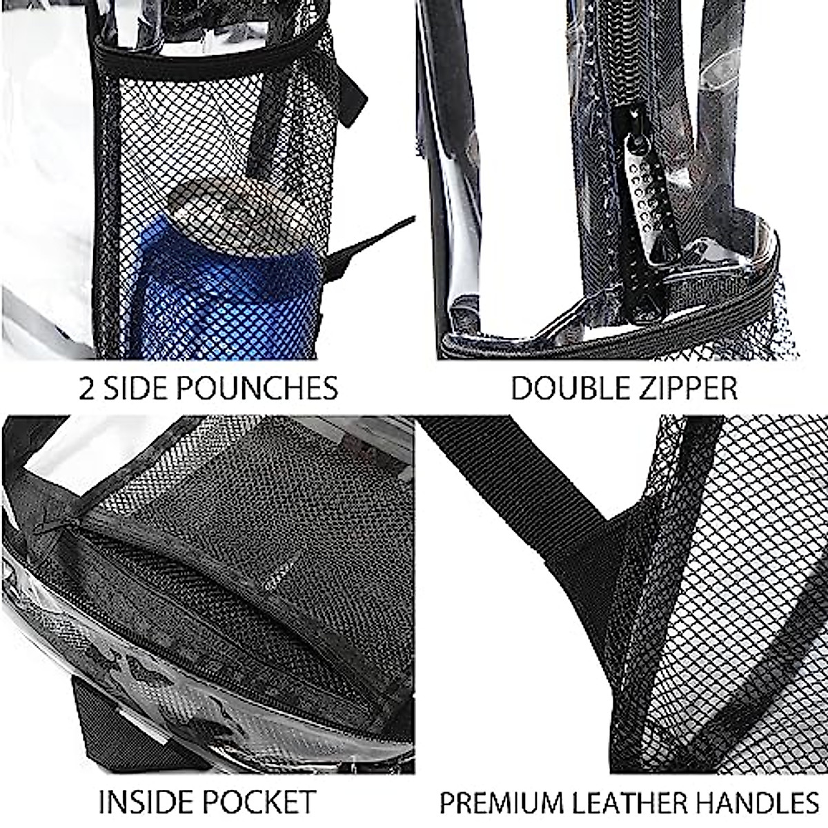 Roftidzo Sunflower Transparent Bookbag for Boys and Girls, High Capacity See Through Backpacks for Women Men, Multifunction Clear Backpack with Heavy Duty PVC Reinforced Strap for Workplace Travel