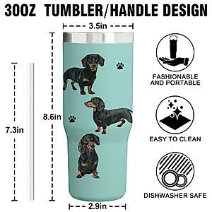 Caiibaoob Dachshund Tumbler for Dachshund Owners, 30oz Stainless Steel Vacuum Insulated Water Bottle (Dachshund-Seaform)