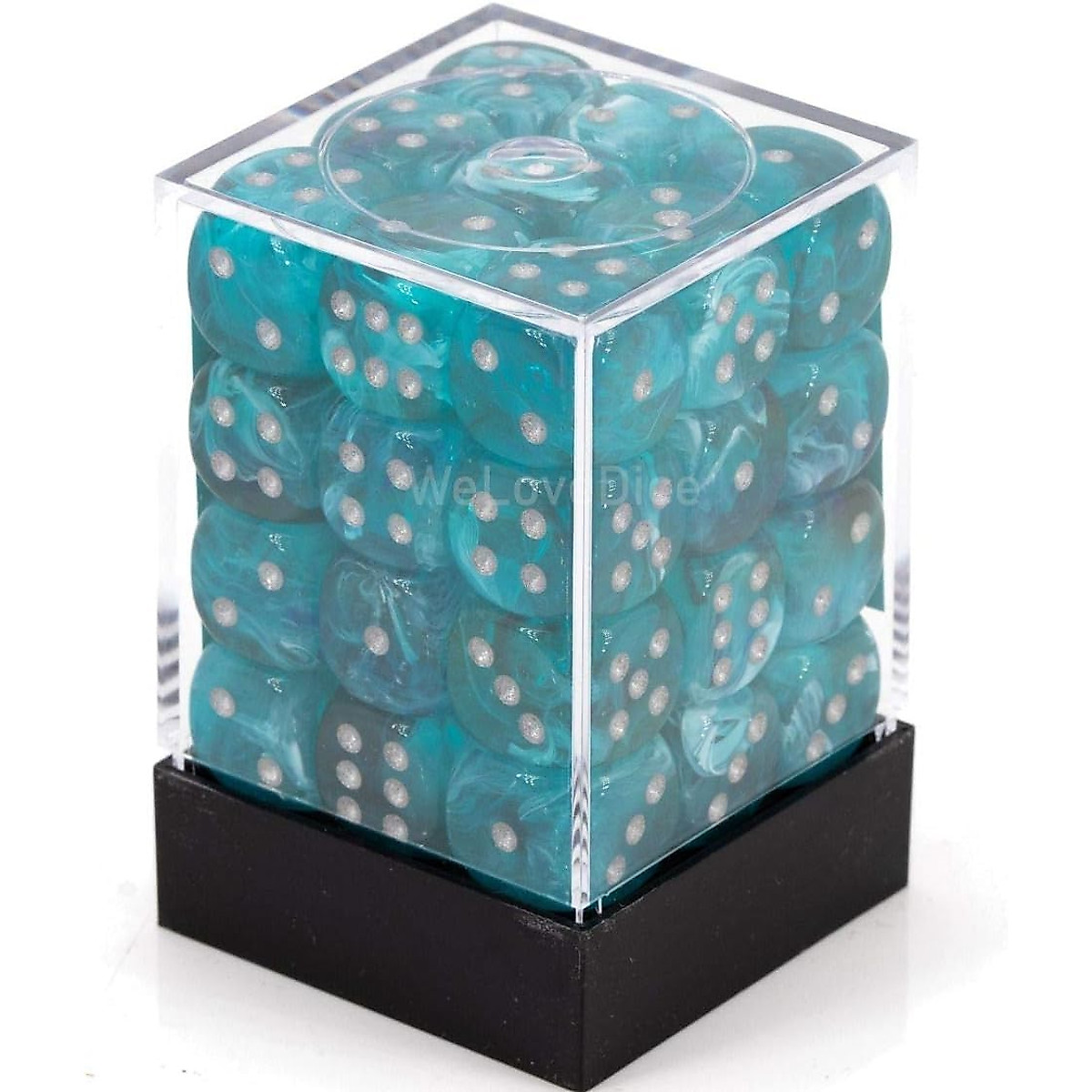 DND Dice Set-Chessex D&D Dice-12mm Cirrus Aqua and Silver Plastic Polyhedral Dice Set-Dungeons and Dragons Dice Includes 36 Dice – D6 (CHX27865)