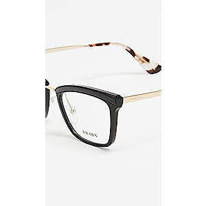 Prada Women's Square Glasses, Black/Clear, One Size