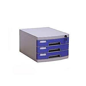 A4 Filing Pedestal Cabinet with 3 Drawer Lockable File Cabinet Desktop with Lock 3-Layer Drawer File Box Stationery Organizer Data Office Storage Box 29.5×39.4×22cm (Color : Blue)