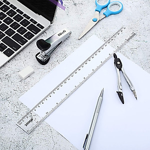 2 Pack Plastic Ruler Straight Ruler Plastic Measuring Tool for Student School Office (Clear, 12 Inch)