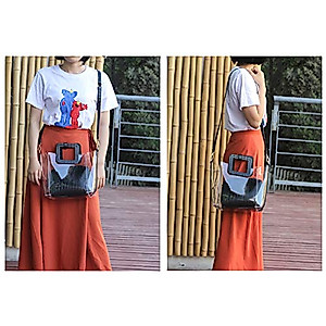 Poxas Classic PVC Jelly Bag Waterproof Clear Purse Tote Handbag Beach Shoulder Bags (Black)