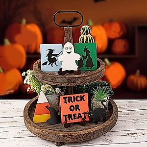 Halloween Tiered Tray Decors Set for Office Tiered Tray Items Wood Sign Wooden Signs Mini Signs Tabletop Signs Tier Tray Decor Bathroom Wooden Decorations