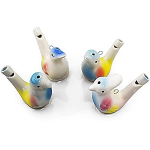 4PCS Ceramic Toys Ceramic Bird Whistle Ceramic Bird Water Whistle Birthday Party Gift Multicolor Ribbon Hanging Rope Can Make A Loud Sound