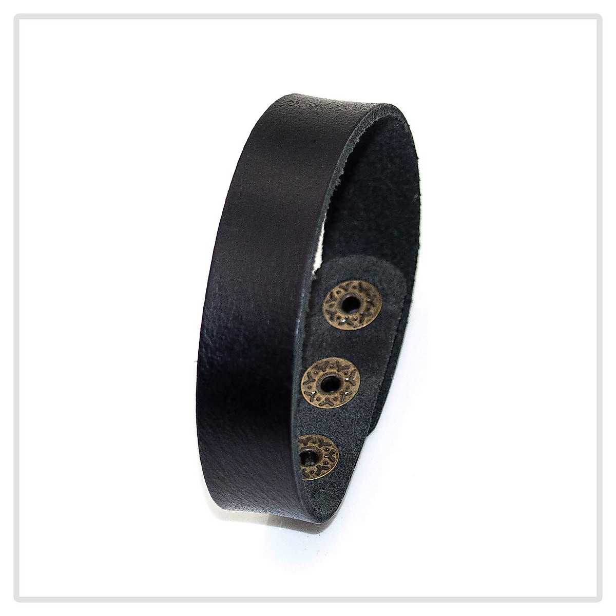 Mgutillart Punk Vintage Alloy Buckle Wristband Leather Cuff Bracelet(Black)