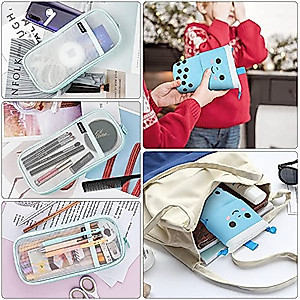 Cute Pencil Case Telescopic Holder Stationery Case with Grid Mesh Pencil Holder, Pop Up Pencil Pouch Standing Pen Holder Makeup Office Bag Organizer School Box for Girls Students Women Adults