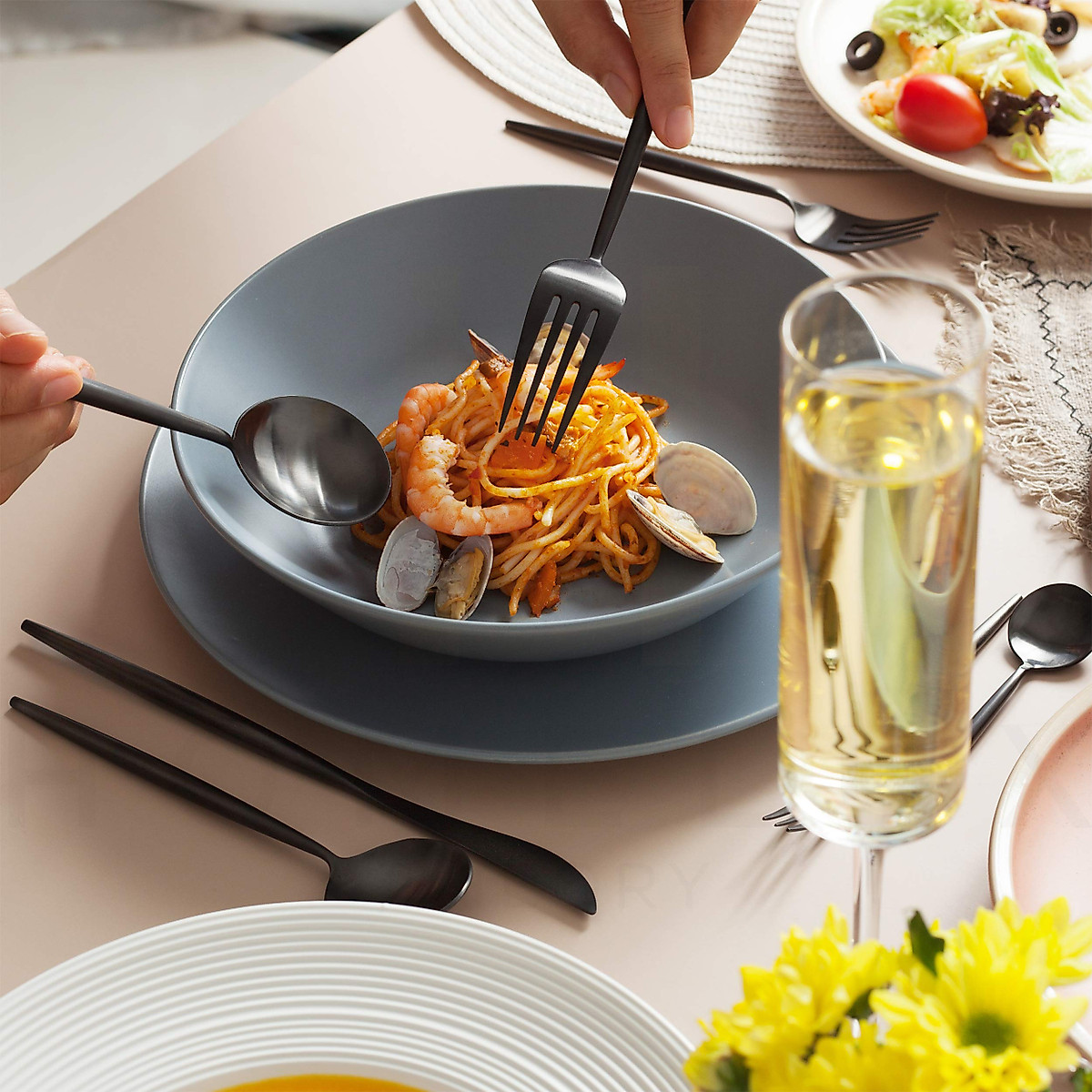 Homelux Theory 18/10 Stainless Steel Silverware Set, 4 Cutlery Set of 5pc Heavy Duty Spoons & Forks Set, Kitchen Silverware Set Dishwasher Safe, Elegant Adaline Royal Modern Utensils & Flatware Set