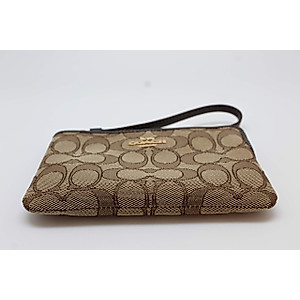 Coach F58033 Signature Corner Zip Wristlet Khaki/Brown