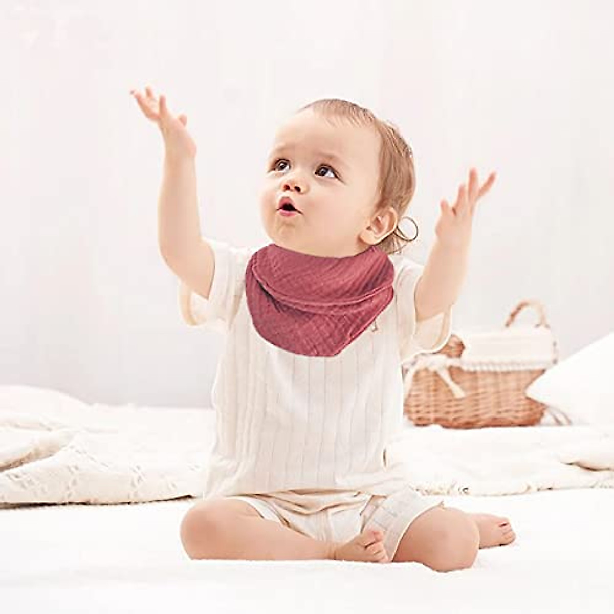 VOMARHUG Muslin Baby Bibs for Girls,100% Cotton Muslin Drool Bandana Bibs,Soft Absorbent Bibs for Teething and Drooling,Adjustable Snap,8 Pack,Solid Color