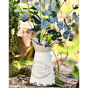 Soyizom Galvanized Metal Pitcher Farmhouse Decor Jugs White Pitcher Vases Flower Jugs Vase Shabby Chic Decor Water Can Milk Jug Rustic Decorations for Home Christmas Wedding,White-Jug/8.9”H-Small