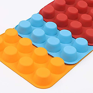 Cozihom Silicone Muffin Pan, Cupcake Pan, 24 Cups, Food Grade Egg Muffin Baking Silicone Molds, Non-stick, 3 Pcs