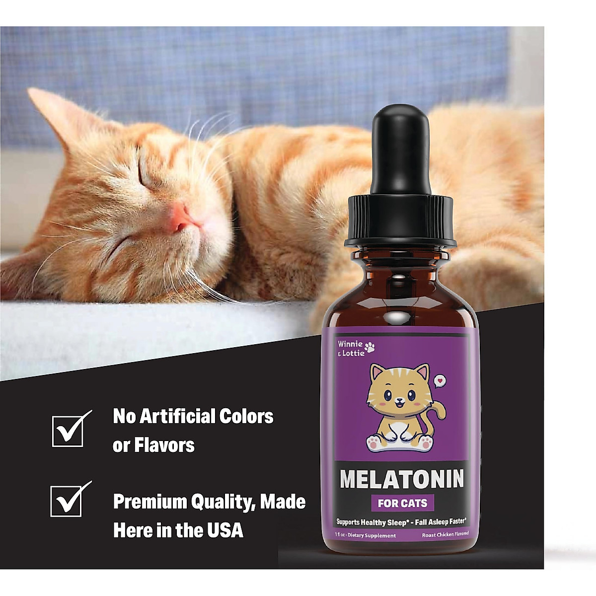 Cat Melatonin | Melatonin for Cats | Helps to Support Restful Sleep for Your Cat | Cat Sleep Aid | Cat Calming | Cat Anxiety Relief | Anxiety Relief for Cats | Cat Stress Relief | 1 fl oz