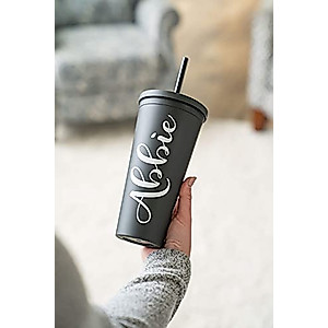 Tumblers with Lids (4 pack) 22oz Pastel Colored Acrylic Cups with Lids and Straws | Double Wall Matte Plastic Bulk Tumblers With FREE Straw Cleaner! Vinyl Customizable DIY Gifts