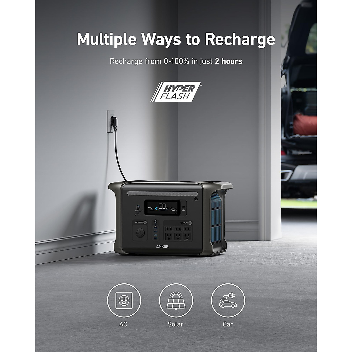 Anker SOLIX F1500 Portable Power Station, 1800W Solar Generator, PowerHouse Design, 1536Wh Battery Generators for Home Use, LiFePO4 Power Station for Outdoor Camping and RVs (Solar Panel Optional)